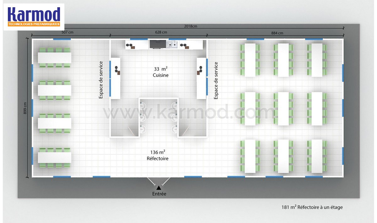Plans Construction Restaurant Modulaire | Plans de Réfectoire Modulaire