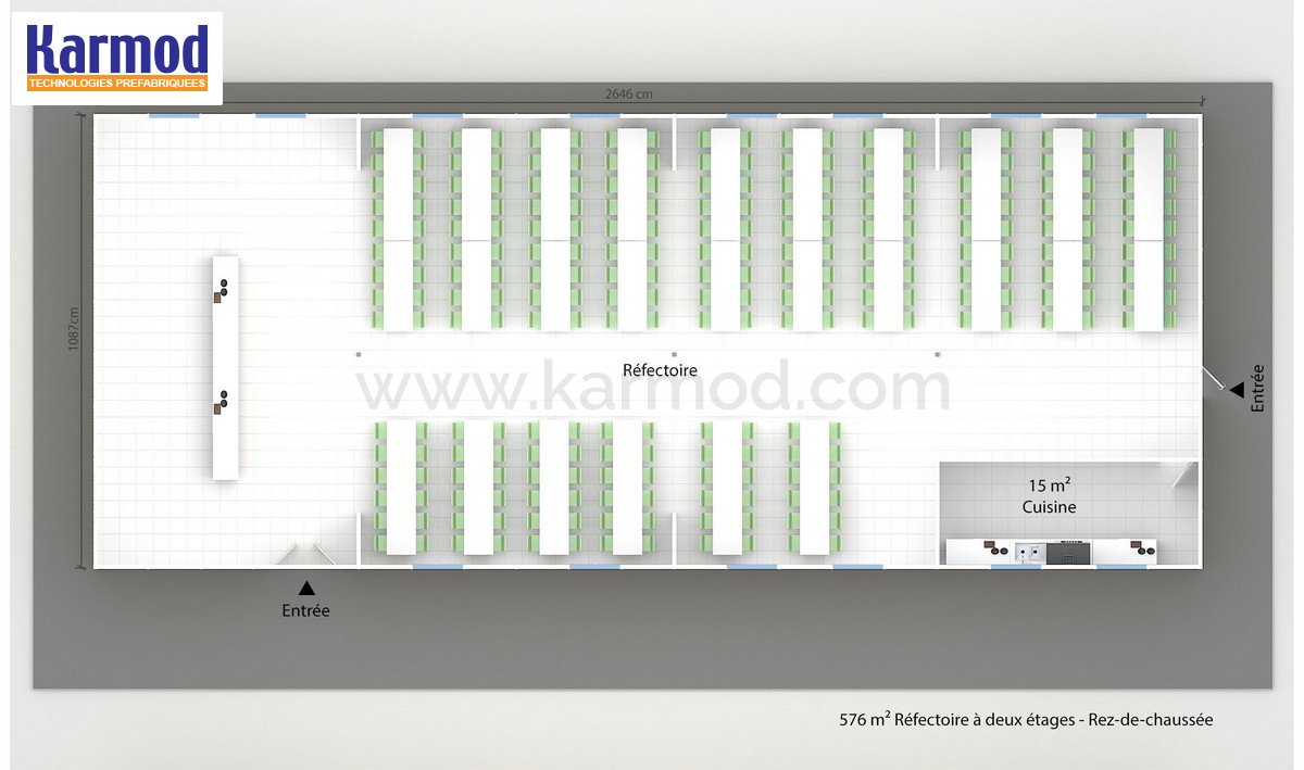 Plans Construction Restaurant Modulaire | Plans de Réfectoire Modulaire