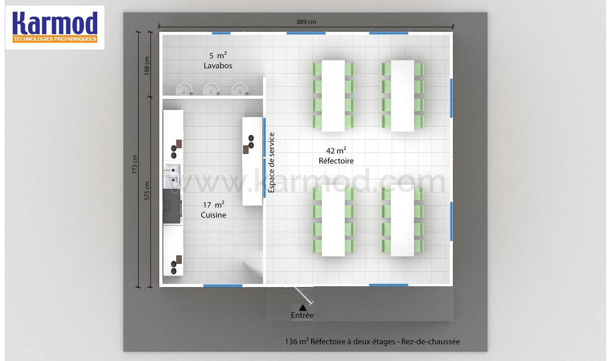 Plans Construction Restaurant Modulaire | Plans de Réfectoire Modulaire