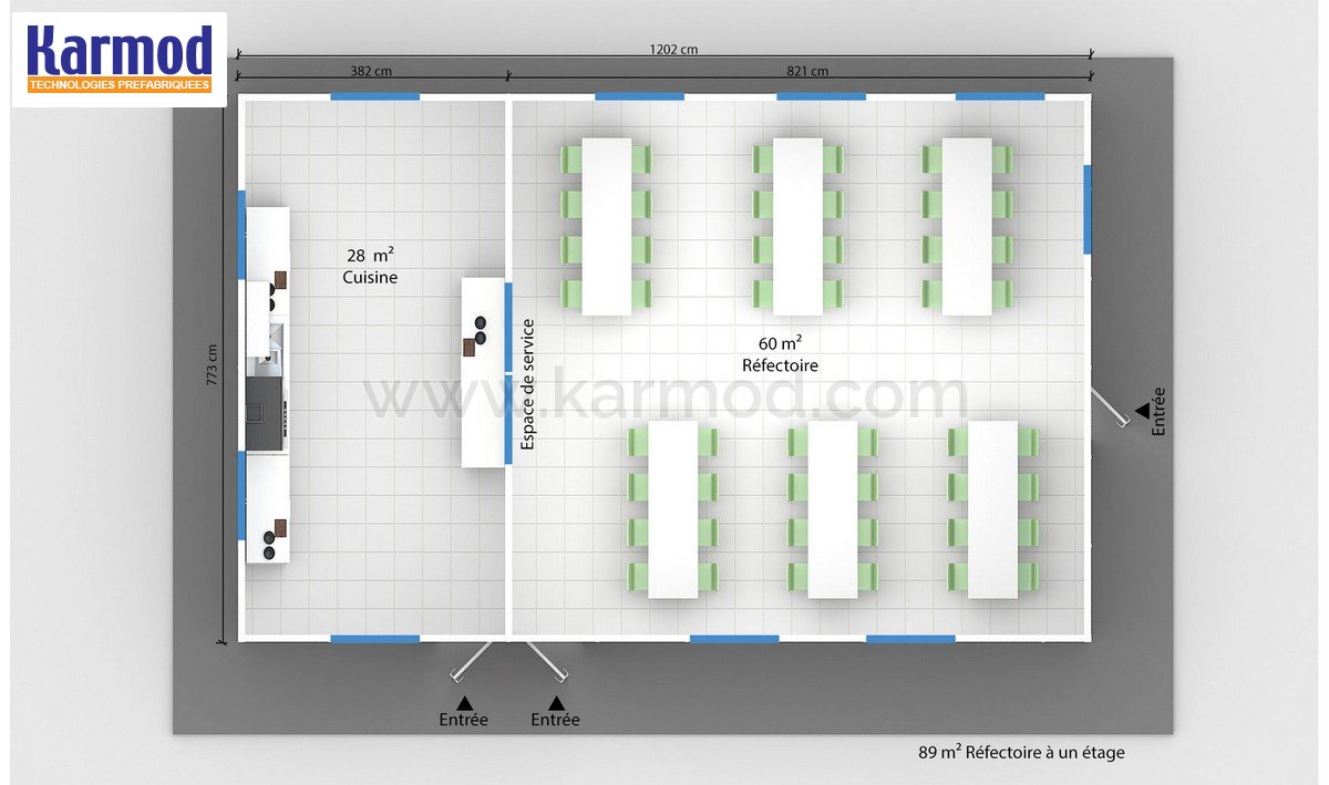 Plans Construction Restaurant Modulaire | Plans de Réfectoire Modulaire