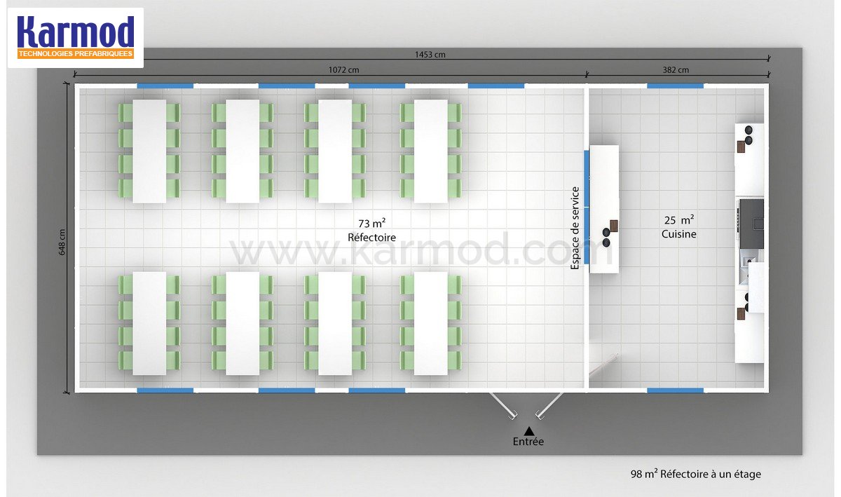 Plans Construction Restaurant Modulaire | Plans de Réfectoire Modulaire