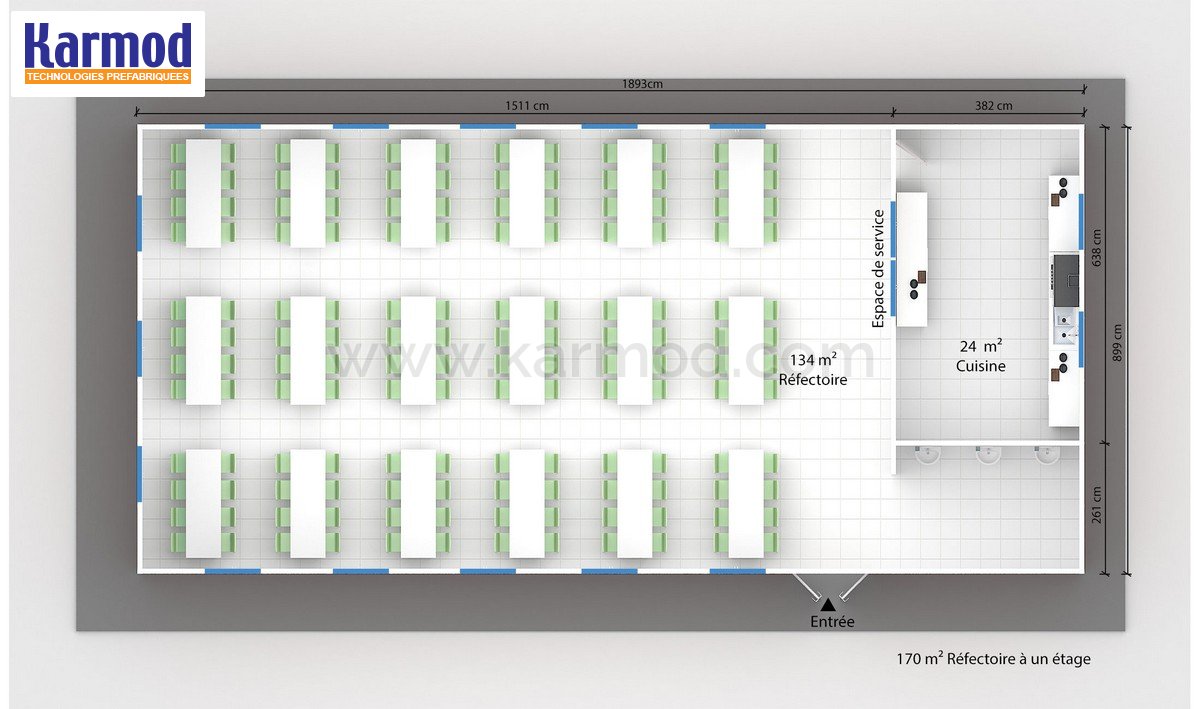 Plans Construction Restaurant Modulaire | Plans de Réfectoire Modulaire